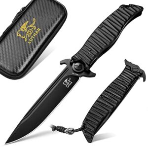 lothar pocket knife for men, 4.7” d2 large steel blade folding knife, huge tactical pocket knife, flipper assisted opening with g10 handle, survival knife, cool edc knife, gifts for men