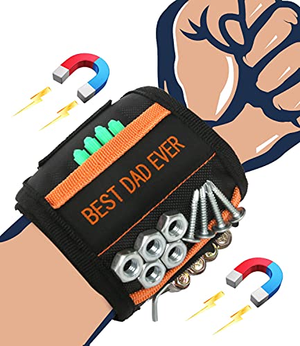 Gifts for Dad from Daughter Son Birthday - BEST DAD EVER, Magnetic Wristband Tools, Fathers Day Mens Gifts Cool Gadgets Magnetic Belts with Strong Magnets for Holding Screws, Drill Bits