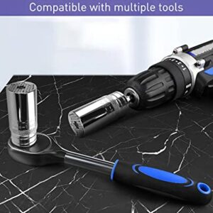 Super Socket for Men as Valentine's Day Gift, Universal Socket Wrench with Multi-Function Power Drill Adapter, Universal Socket Set, Thanksgiving Christmas Gift for Men Husband Dad Boyfriend(7-19mm)