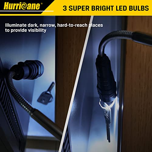 HURRICANE Magnetic Pickup Tool with LED, Magnetic Sweepers, Flexible Telescoping Magnetic Flashlight with 3 LED Lights, Extendable Neck up to 22 Inches, Can be Gifts