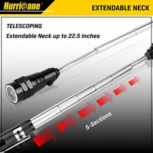 HURRICANE Magnetic Pickup Tool with LED, Magnetic Sweepers, Flexible Telescoping Magnetic Flashlight with 3 LED Lights, Extendable Neck up to 22 Inches, Can be Gifts