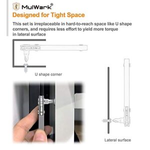 MulWark 11pc 1/4 Mini Ratchet Wrench Close Quarters Pocket Screwdriver Set with High Torque & Low Profile- Micro Right Angle EDC Tool with 90 Degree Mini Offset Reversible Drive Handle& Multi Hex Bit