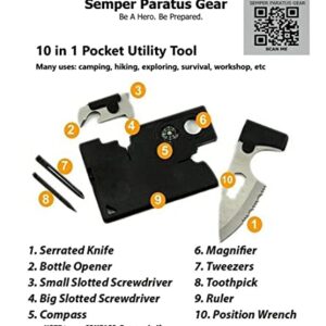 Semper Paratus Gear Gifts for men - 10 in 1 credit card size Multi Tool Pocket for everyday use - Home Work or Outdoors- Be a hero. Be prepared. (1 PAK)