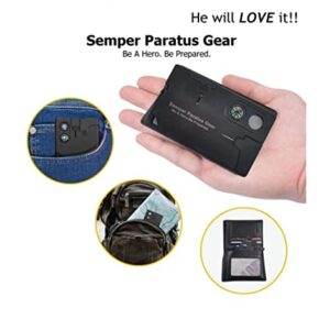 Semper Paratus Gear Gifts for men - 10 in 1 credit card size Multi Tool Pocket for everyday use - Home Work or Outdoors- Be a hero. Be prepared. (1 PAK)