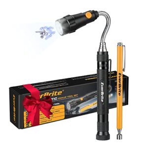 everbrite 2-piece magnetic pick up tool set, telescoping 360 swivel extensible magnet tool with led light, gift for dad, mom, husband, birthday, mechanic & garage tool