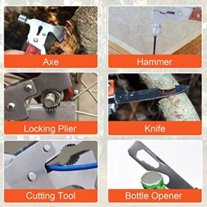 Multitool Hammer Camping Gear Accessories Survival Kits 14 in 1 Multifunction Tool Portable Folding Wood Handle Stainless Steel Multipurpose Equipment For Outdoor Hiking Hunting Tactic Unique Gifts