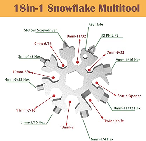 Ruin 18-in-1 Snowflake Multi-tool and 20-in-1 Snowflake Multi-tool ,6 Pack Portable Stainless Steel Snowflake Multitool for Outdoor Travel Camping Adventure Wrench Bottle Opener