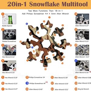 Ruin 18-in-1 Snowflake Multi-tool and 20-in-1 Snowflake Multi-tool ,6 Pack Portable Stainless Steel Snowflake Multitool for Outdoor Travel Camping Adventure Wrench Bottle Opener