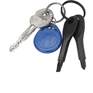 2 Set(4PCS) Portable Multifunction Key Chain Screwdriver Mini Key Shape Travel Kits Outdoor EDC Screwdriver Tool with Key Ring(Color: Black Silver)