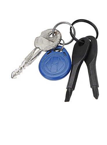 2 Set(4PCS) Portable Multifunction Key Chain Screwdriver Mini Key Shape Travel Kits Outdoor EDC Screwdriver Tool with Key Ring(Color: Black Silver)