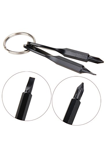 2 Set(4PCS) Portable Multifunction Key Chain Screwdriver Mini Key Shape Travel Kits Outdoor EDC Screwdriver Tool with Key Ring(Color: Black Silver)