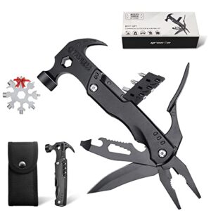 GRESOU Camping Hammer Multitool for Men Dad Husband, 14 In 1 Mini Hammer Multitool Camping Accessories Survival Gadget, All In One Tools Cool Gadgets for Fathers Day Christmas Birthday