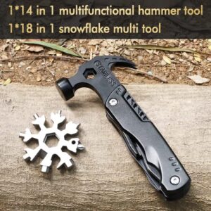 GRESOU Camping Hammer Multitool for Men Dad Husband, 14 In 1 Mini Hammer Multitool Camping Accessories Survival Gadget, All In One Tools Cool Gadgets for Fathers Day Christmas Birthday