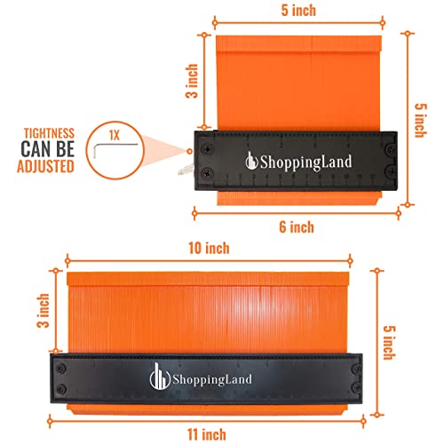 The Super Gauge Shape and Outline Tool For Flooring- Contour Gauge 10"& 5" Adjustable Widen Set- Shape Duplicator Profile Gauge with Lock- Woodworking Templates, Construction Tool (Allen Wrench Style)