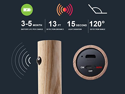 HIREATH Mini Wireless Portable LED Motion Sensor Night Light,Large Battery Rechargeable,Wood Stick Torch Magnet Light for Stairway, Bedroom, Kidsroom, Bathroom, Hallway, Wardobe, Wall, Cabinet