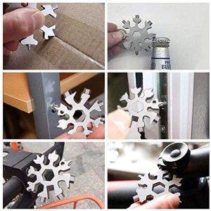 3 Pack 18-in-1 Snowflake Stainless Steel Multi Tool, Portable and Durable Screwdriver Compact Snowflakes Multitool for Bottle Opener/Outdoor Camping/Keychain for Christmas