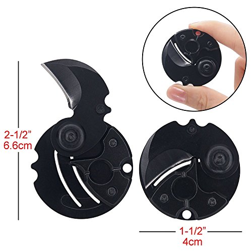 Creative Coin-shape Mini EDC Folding Pocket Keychain Knife - Black