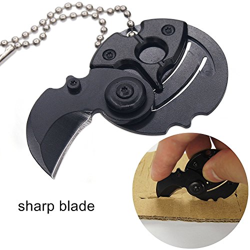 Creative Coin-shape Mini EDC Folding Pocket Keychain Knife - Black