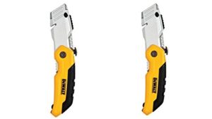 dewalt dwht10035l folding retractable utility knife (pack of 2), black / yellow