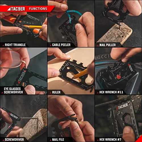 TAC9ER 22-in-1 Credit Card Multitool For Men | Metal Survival Card | Credit Card Knife Wallet Tool | TSA Approved Multitool | Bottle Opener Card