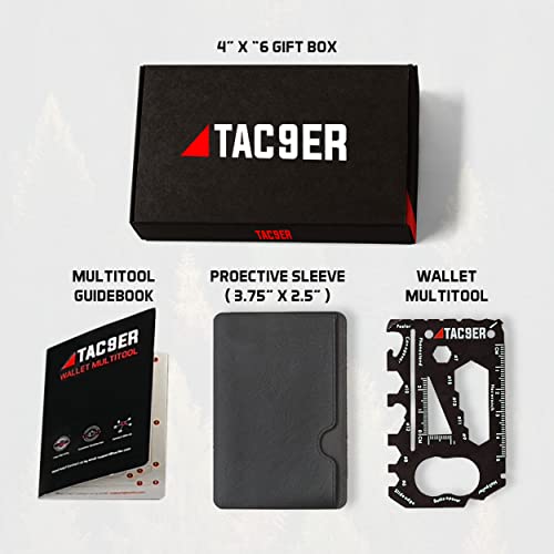 TAC9ER 22-in-1 Credit Card Multitool For Men | Metal Survival Card | Credit Card Knife Wallet Tool | TSA Approved Multitool | Bottle Opener Card