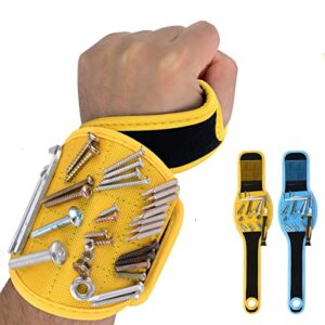 magnetic wristband, tool belts with super strong magnets holding screws nails drill bits handy gadgets for fathers, boyfriends, handyman (yellow)