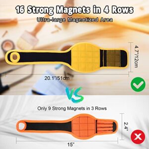 Magnetic Wristband, Tool Belts with Super Strong Magnets Holding Screws Nails Drill Bits Handy Gadgets for Fathers, Boyfriends, Handyman (Yellow)