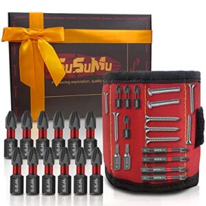 Gifts for Dad Men, Magnetic Wristband Unique Tool Gift for Men Stocking Stuffers, 1inch Phillips Bits #2 Impact With Tool Belt for Holding Screws Nails