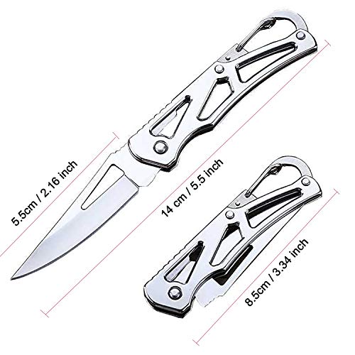 6 Pack Stainless Steel Self-Defense Folding Knife With Key Ring, Outdoor Survival Pocket Knife, Easy To Everyday Carry Small Knife