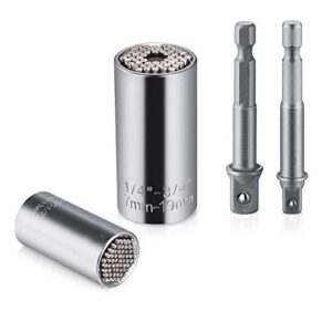 Stocking Stuffers Universal Socket-Multi-function Tools Socket Set，Power Drill Adapter, Steel Super Universal Socket Grip Gadgets for Men,Husband,Boyfriend 1/4- 3/4 (7mm-19mm) & 5/32"-1/2"（4mm-13mm）