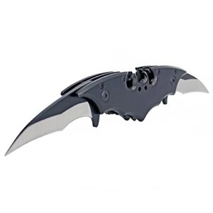 Dark Twin Blade Knife - Double Edge Folding Pocket with clip, 11" Stainless Steel Two Sharp Cut (Black)