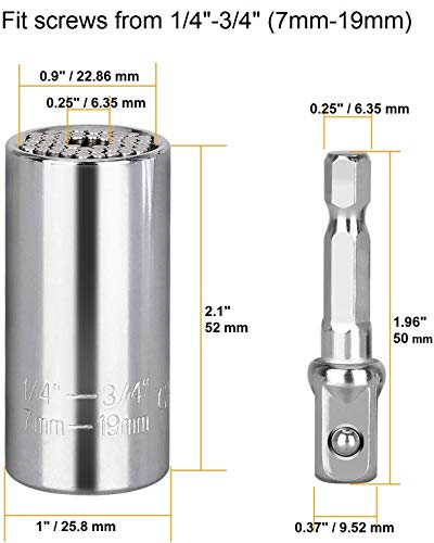 Leberna Universal Socket Grip Adapter 4 PCS | Multi Functional Sockets Set Ratchet Power Drill Bit Wrench 1/4"-3/4" (7mm-19mm) Professional Repair Tools Gifts for Dad Men Fathers Husband DIY Handyman