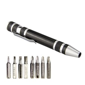 swatom 8 in 1 mini screwdriver set small screwdrivers pen magnetic repair tools edc compact precision gadgets for computer eyeglasses daily home improvement use (black)