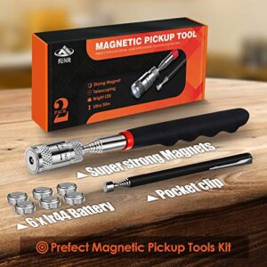 Magnetic Pickup Tool Gifts For Men - 2 Pack LED Light Telescoping Flexible Magnetic Pick Up Tool, Extending Magnet Tool kit, Gadget For Men, Unique Gifts For Dad, DIY Handyman, Husband, Boyfriend