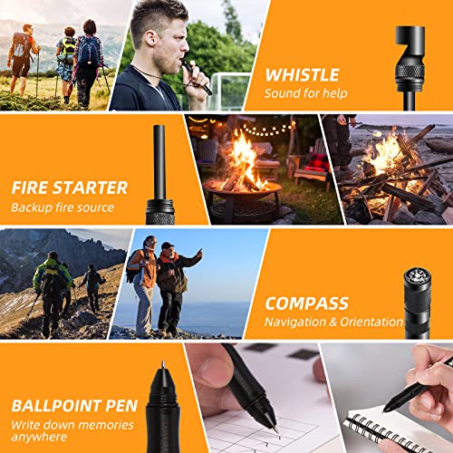 Gift for Men, ACKZOT Multitool Pen with Ballpoint Pen/Glass Breaker/Compass/Whistle/Fire Starter/Bottle Opener/Screwdriver, Cool Gadget for Camping / Survival, Unique Father's Day Gift