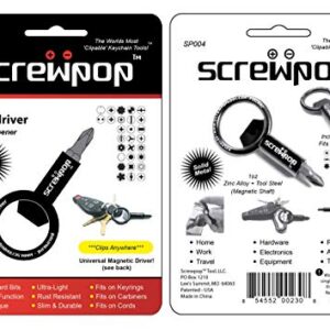 Screwpop Screwdriver Compact Bit Holder Keychain | Carabiner Multi-Tool Bottle Opener with New Secure and Stronger Magnet (Includes Removable Double-Sided Bit)