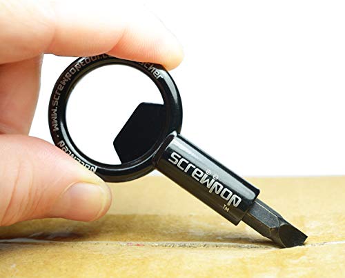 Screwpop Screwdriver Compact Bit Holder Keychain | Carabiner Multi-Tool Bottle Opener with New Secure and Stronger Magnet (Includes Removable Double-Sided Bit)