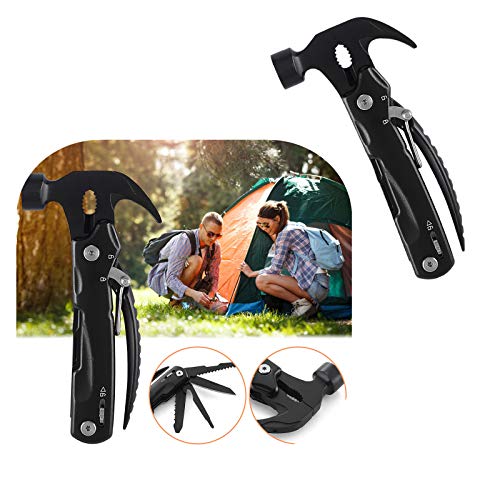 Gifts for Boyfriend, Unique Anniversary Christmas Birthday Gift Ideas for Men Him, Cool Gadget Christmas Stocking Stuffer for Men, All in One Tools Mini Hammer Multitool Camping Accessories (Black)