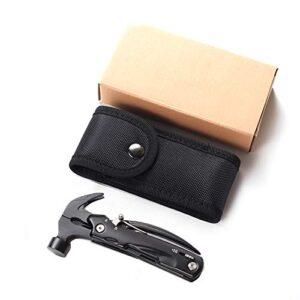 Gifts for Boyfriend, Unique Anniversary Christmas Birthday Gift Ideas for Men Him, Cool Gadget Christmas Stocking Stuffer for Men, All in One Tools Mini Hammer Multitool Camping Accessories (Black)