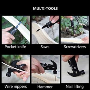 Gifts for Boyfriend, Unique Anniversary Christmas Birthday Gift Ideas for Men Him, Cool Gadget Christmas Stocking Stuffer for Men, All in One Tools Mini Hammer Multitool Camping Accessories (Black)