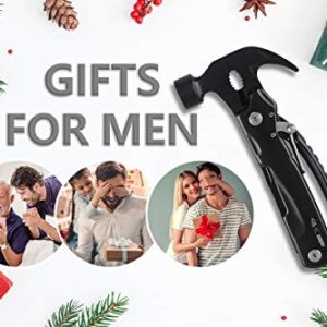 Gifts for Boyfriend, Unique Anniversary Christmas Birthday Gift Ideas for Men Him, Cool Gadget Christmas Stocking Stuffer for Men, All in One Tools Mini Hammer Multitool Camping Accessories (Black)