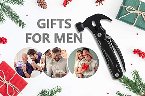 Gifts for Boyfriend, Unique Anniversary Christmas Birthday Gift Ideas for Men Him, Cool Gadget Christmas Stocking Stuffer for Men, All in One Tools Mini Hammer Multitool Camping Accessories (Black)