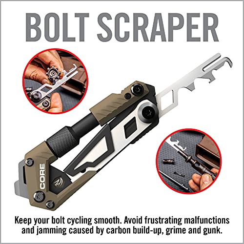 Real Avid Gun Multi Tool CORE: Tactical Rifle Tool & EDC Tools, Gun Accessories & Utility Tool Kit for Gun Maintenance, Includes Carbon Removal Tool & Front Sight Adjuster