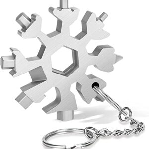 18-in-1 Snowflake Multi Tool, Gift for Boys Father/Dad Husband, Portable Stainless Multi-Tool Compact Snowflake Tool Multi Instrument Outdoor, DIY Handyman Hand Tools Christmas Gift (Sliver)