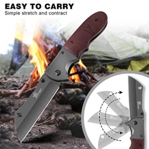 Kpieit Pocket Knife for Men, Folding Knife 3.4" Carbon Steel Stainless Blade, EDC Knife with LinerLock, clip, Tactical Knife for Camping Hunting Survival Indoor and Outdoor Mens Gift