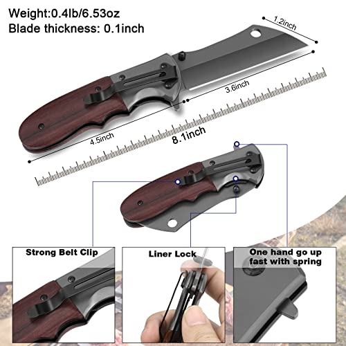 Kpieit Pocket Knife for Men, Folding Knife 3.4" Carbon Steel Stainless Blade, EDC Knife with LinerLock, clip, Tactical Knife for Camping Hunting Survival Indoor and Outdoor Mens Gift