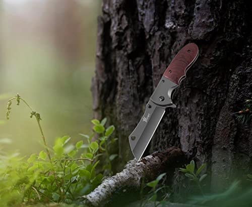 Kpieit Pocket Knife for Men, Folding Knife 3.4" Carbon Steel Stainless Blade, EDC Knife with LinerLock, clip, Tactical Knife for Camping Hunting Survival Indoor and Outdoor Mens Gift