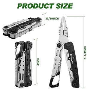 Maarten Multitool, 11 in 1 Hard Stainless Steel Multitool Pliers with Safety Locking, Camping Multi Tool Gifts for Men, Multi-pliers with Folding Saw, Bottle Opener, Screwdriver, Sickle, Nylon Sheath