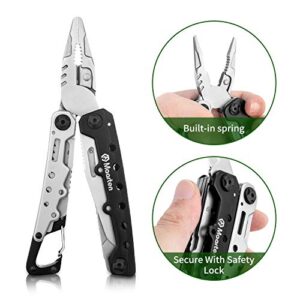 Maarten Multitool, 11 in 1 Hard Stainless Steel Multitool Pliers with Safety Locking, Camping Multi Tool Gifts for Men, Multi-pliers with Folding Saw, Bottle Opener, Screwdriver, Sickle, Nylon Sheath