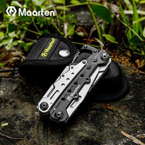 Maarten Multitool, 11 in 1 Hard Stainless Steel Multitool Pliers with Safety Locking, Camping Multi Tool Gifts for Men, Multi-pliers with Folding Saw, Bottle Opener, Screwdriver, Sickle, Nylon Sheath